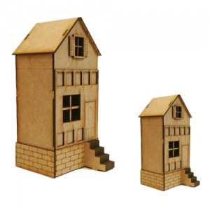 Set of 3 Townhouses - MDF House Kit with Base & Accessories